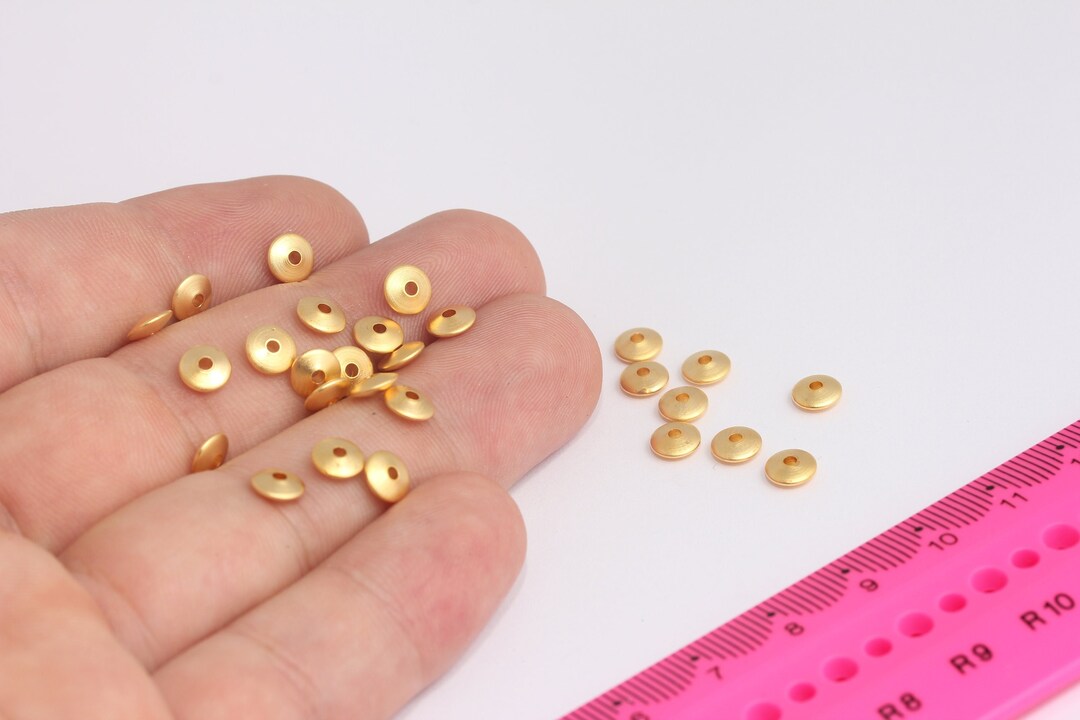 2x6mm 24k Matt Gold Spacer Beads, Rondelle Beads, Gold Spacers ...