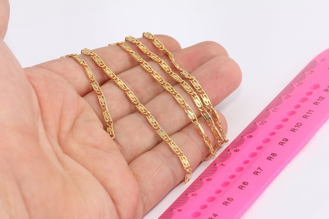 2,7mm 24k Shiny Gold Chain, Textured Gold Chains, Gold Necklace Chain ...