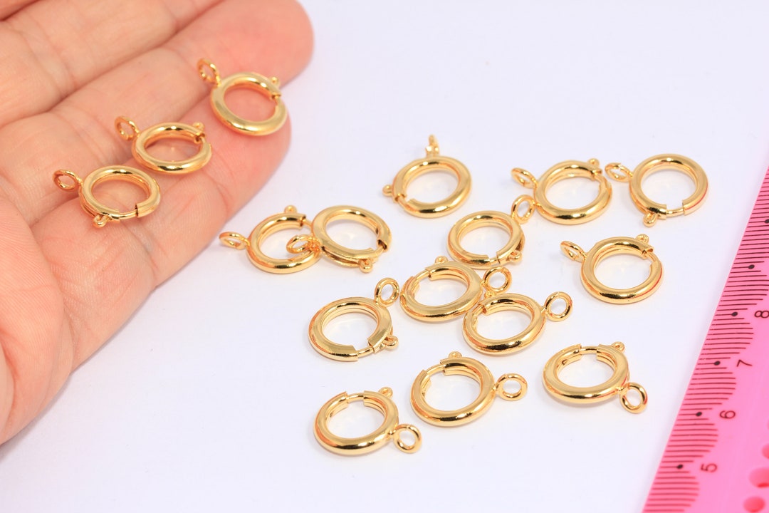 12mm 24k Shiny Gold Spring Clasp, Round Gold Clasp, Spring Clasp, High ...