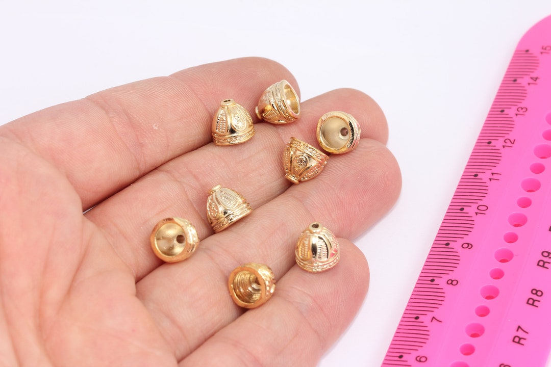 6mm 24k Shiny Gold End Cap, Gold Bead Caps, Cord End Caps, Tassel Caps ...