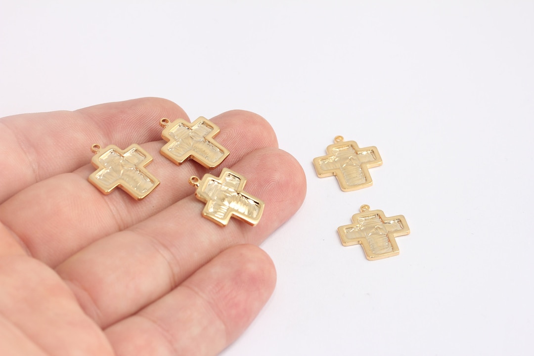 17x18mm 24k Shiny Gold Cross Charms, Gold Cross Pendant, Cross Charms ...