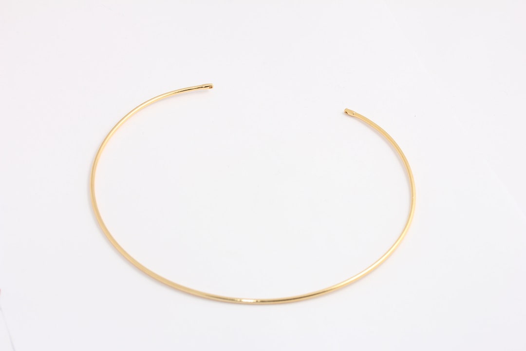 2mm 24K Shiny Gold Plated Choker, Adjustable Open Choker, Thin Choker ...