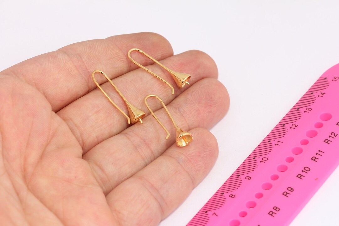 Shiny Gold Ear Hooks, DIY Earring Settings, Earring Wire Findings, Gold ...