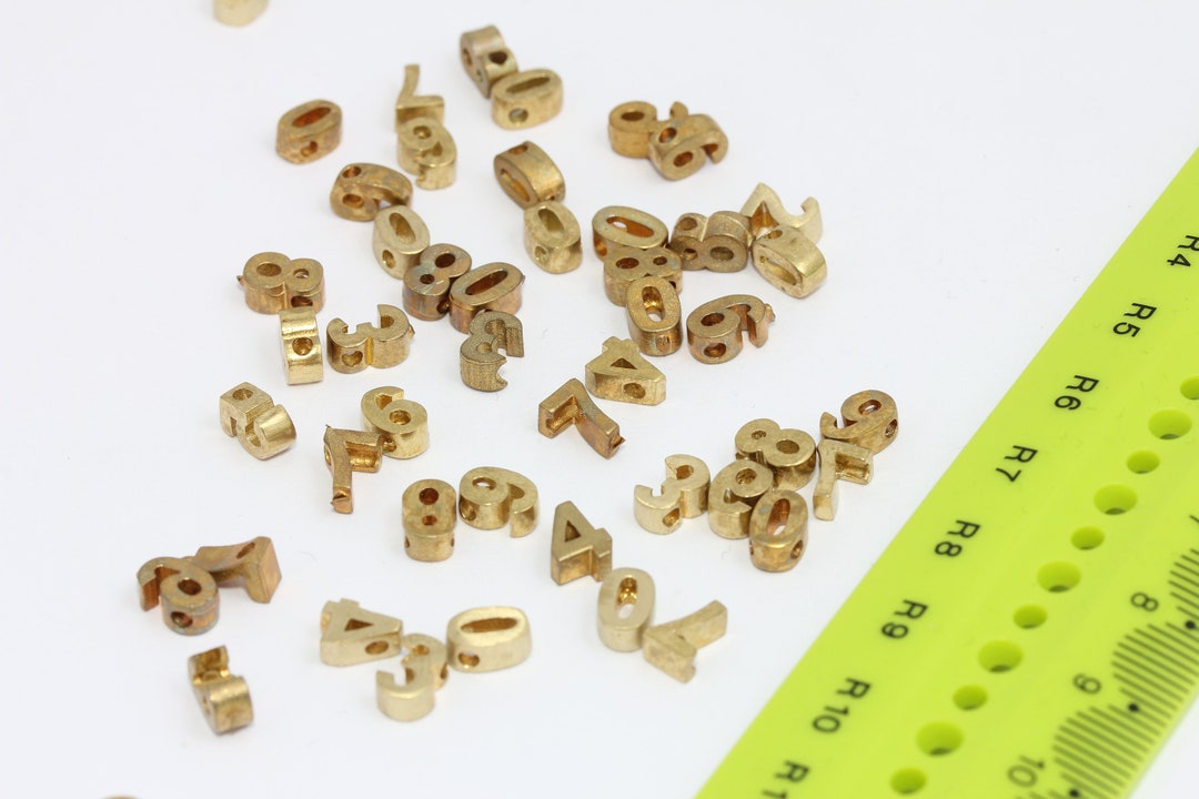 6x7mm Raw Brass Numbers, Number Charms, Number Beads, Birthday Charms ...