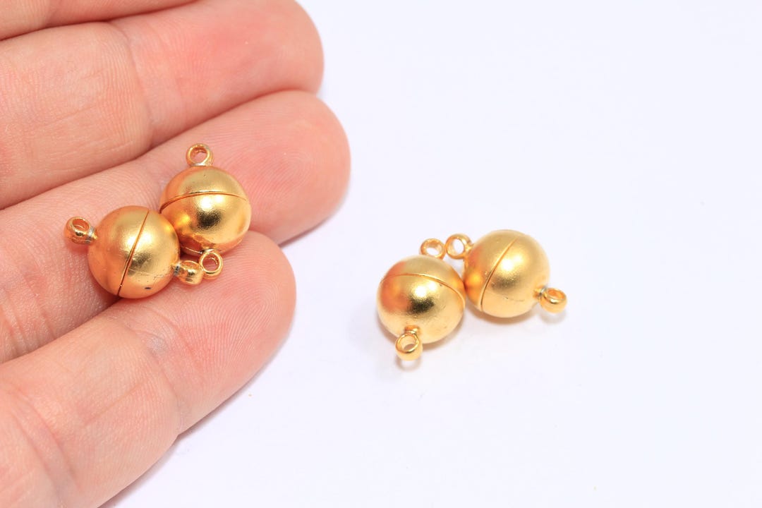 10mm 24k Matt Gold Magnetic Clasp, Half Ball Magnetic Clasp, Ball End ...