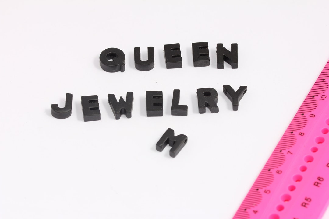 8x10mm Matt Black Plated Letters, Letter Charms, Letter Beads, Alphabet ...