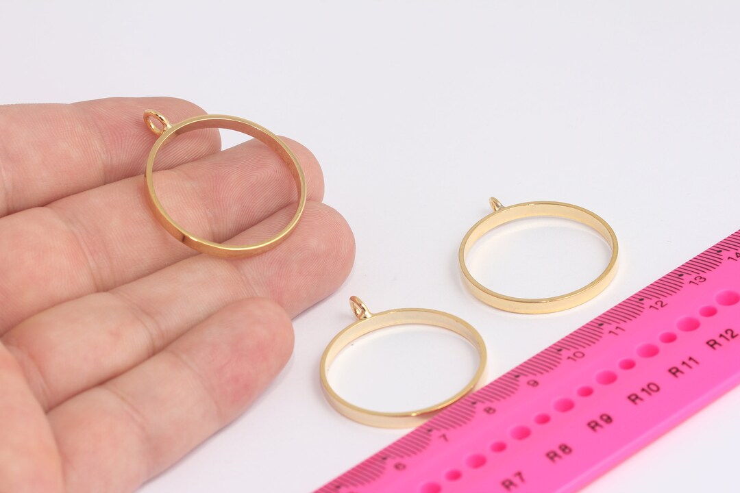 30x40mm 24K Shiny Gold Bezel Pendant, Open Back Bezel Settings, Single ...