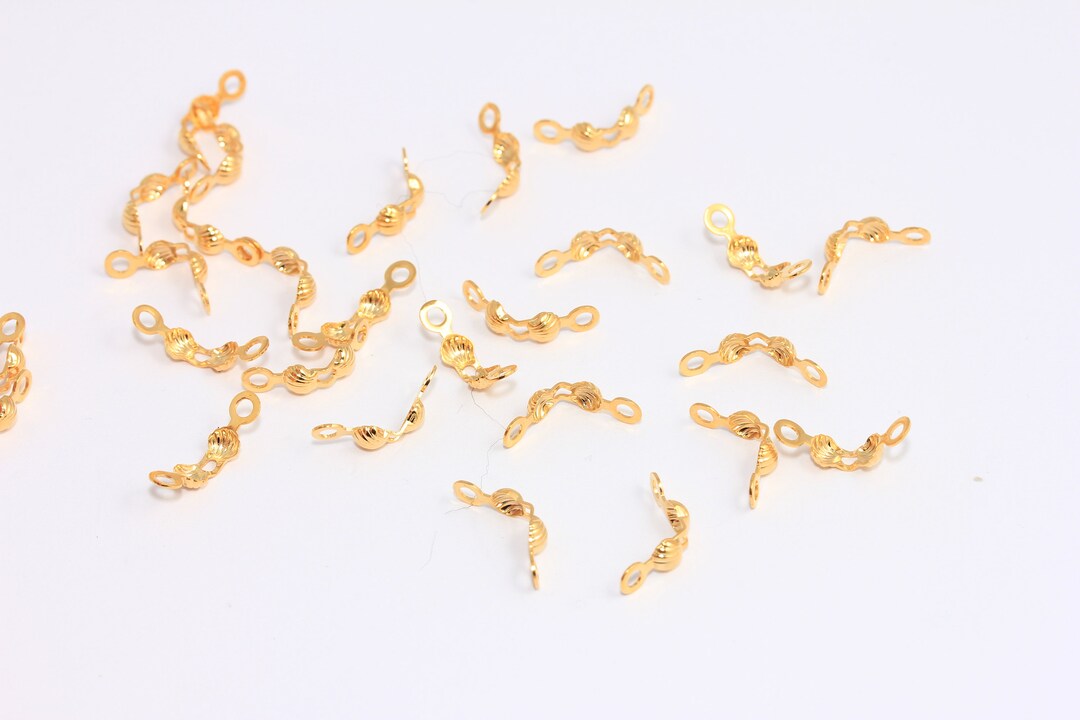24k Shiny Gold Crimp Ends, Fits 1mm, Cord Ends, Clam Shell Bead Tip ...
