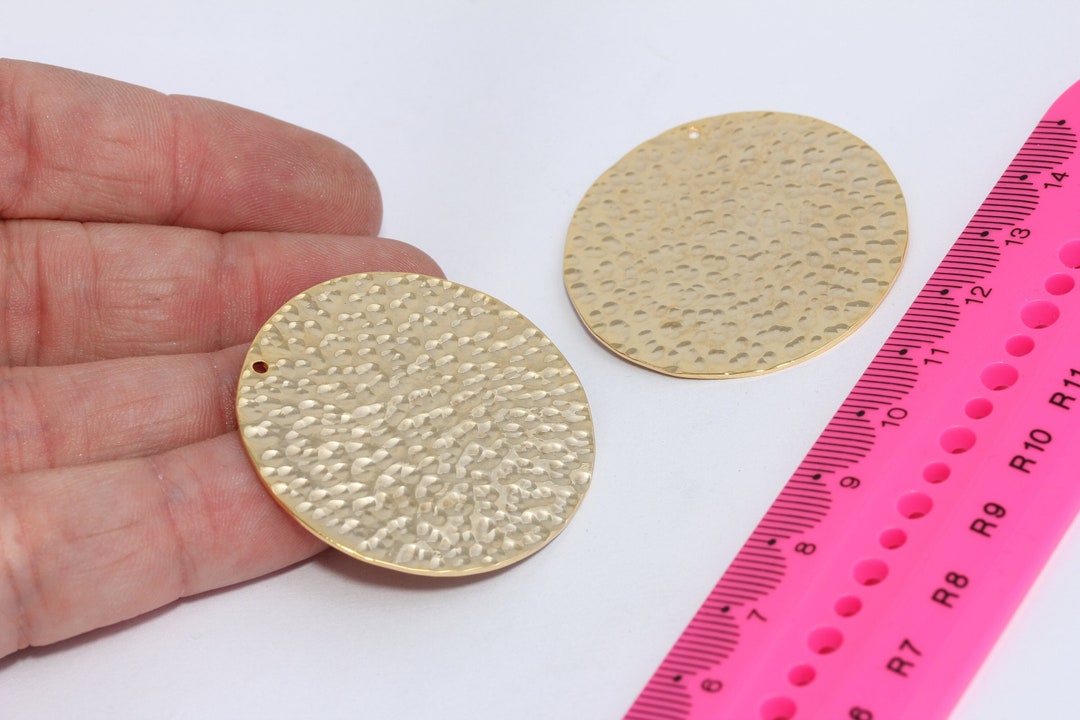 24k Shiny Gold Plated Hammered Coins, Coin Charms, Hammered Disc ...