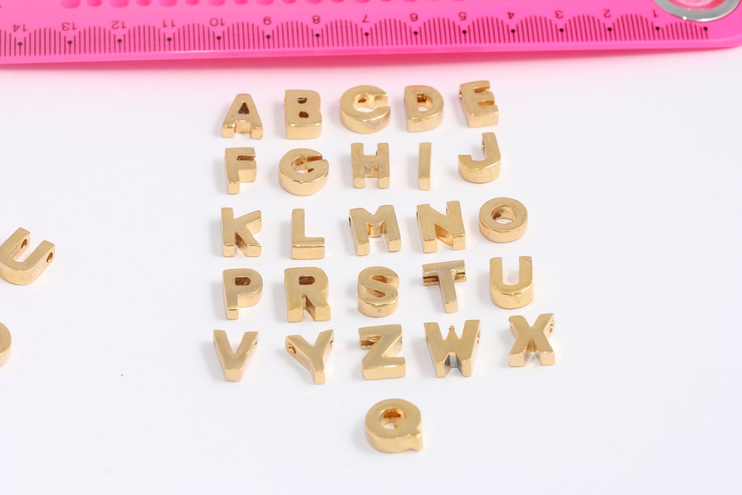8x10mm 24k Shiny Gold Letters, Letter Charms, Letter Beads, Text, Name ...
