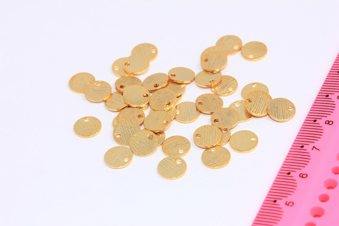 8mm Shiny Gold Coins, Textured Coin Charms, Round Disc Charms, Bracelet ...