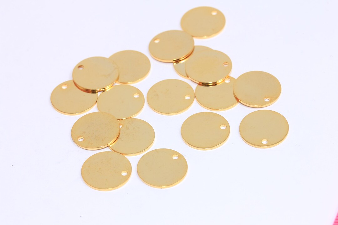 14mm 24k Shiny Gold Coins, Round Charm, Disc Charms, Personalized Disc ...