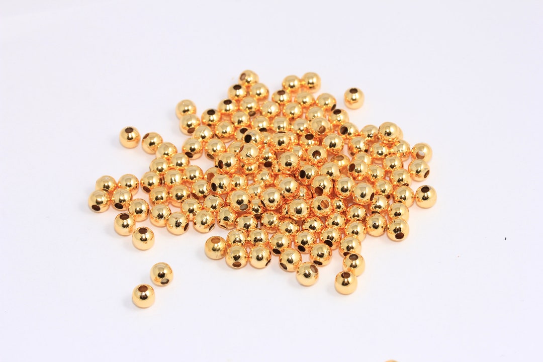 5mm 24k Shiny Gold Beads, Ball Bracelet Beads, Mini Round Beads, Ball ...
