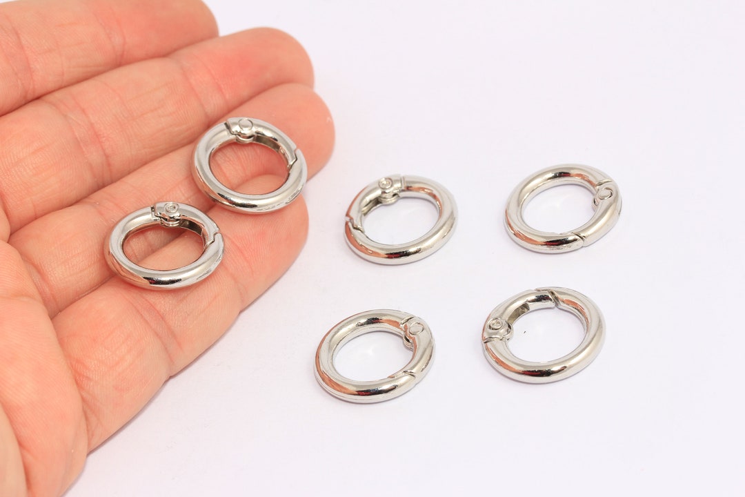 20mm Rhodium Plated Round Clasps, Strong Spring Clasp, Silver Spring ...