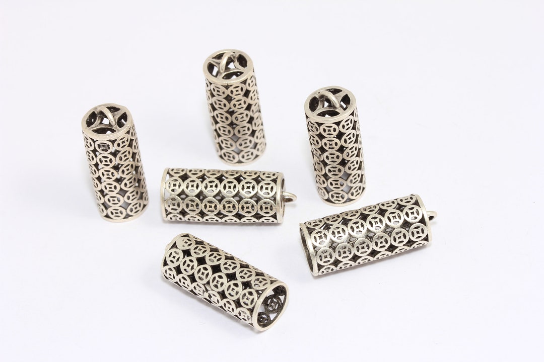 10x25mm Antique Silver End Cap, Filigree End Caps, Long End Cap, Tassel ...