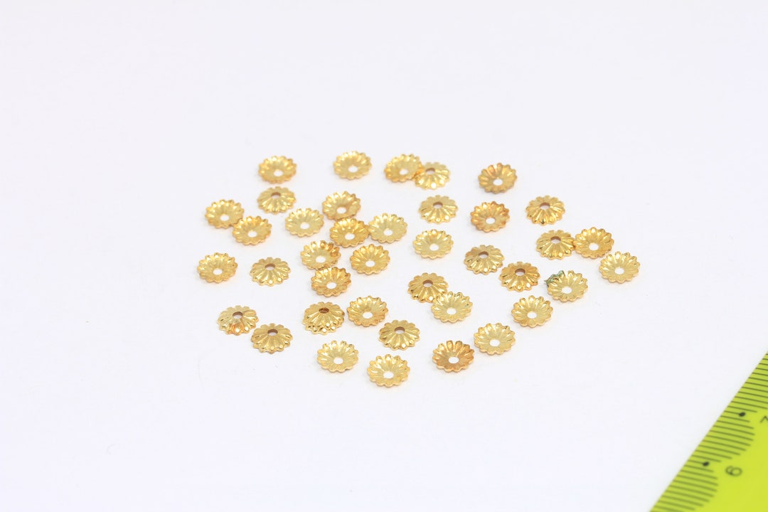 6mm Raw Brass Bead Caps, Mini End Caps, Flower Bead Caps, Bead Caps ...