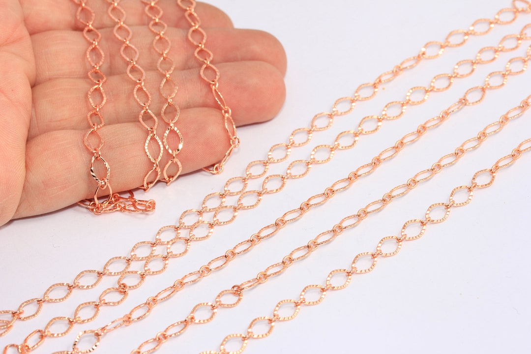 5x7mm Rose Gold Link Chain, Soldered Rolo Chain, Rose Gold Chunky Chain ...