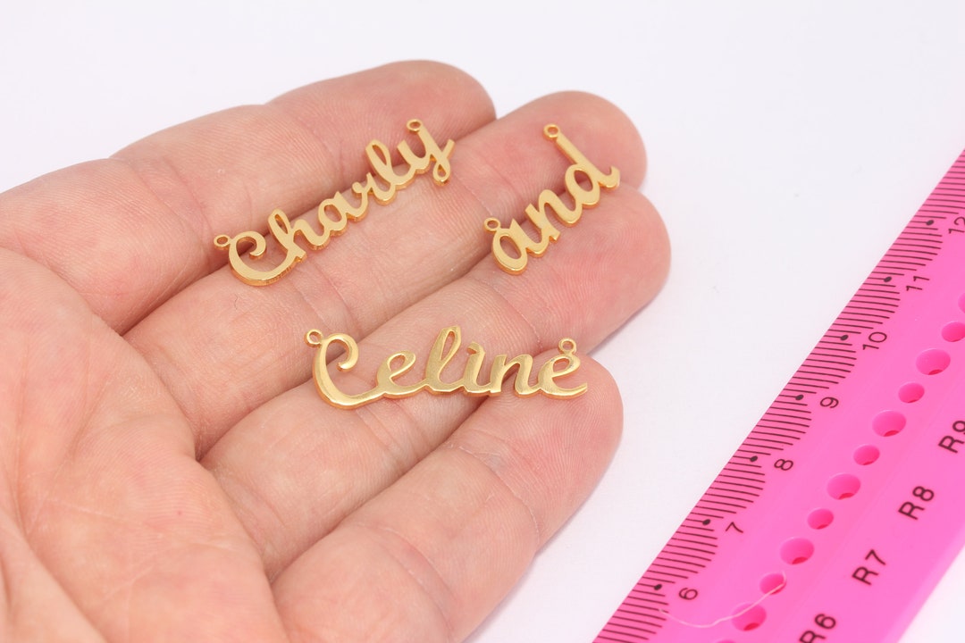 24k Shiny Gold Name Charms, Gold Name Necklace-customized Jewelry, Gift ...