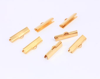 40mm 24k Shiny Gold Plated Ribbon Clasps, Crimp End Caps, Ribbon Claws ...