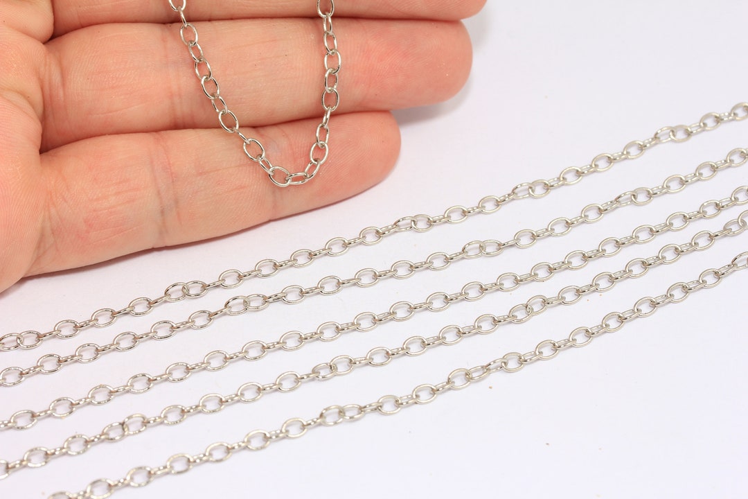 3mm Silver Plated Extender Chains, Silver Necklace Chains, Oval Link ...