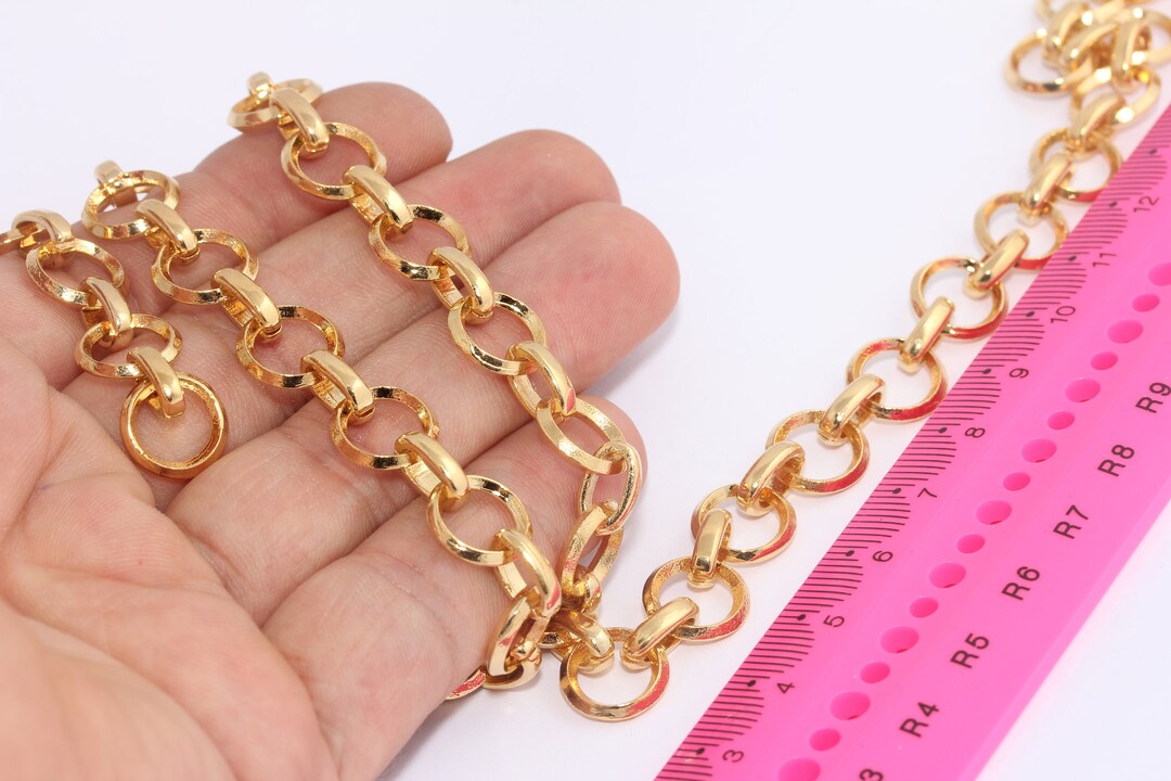 11mm 24k Shiny Gold Circle Chain, Round Link Chain, Ring Shape Chain ...