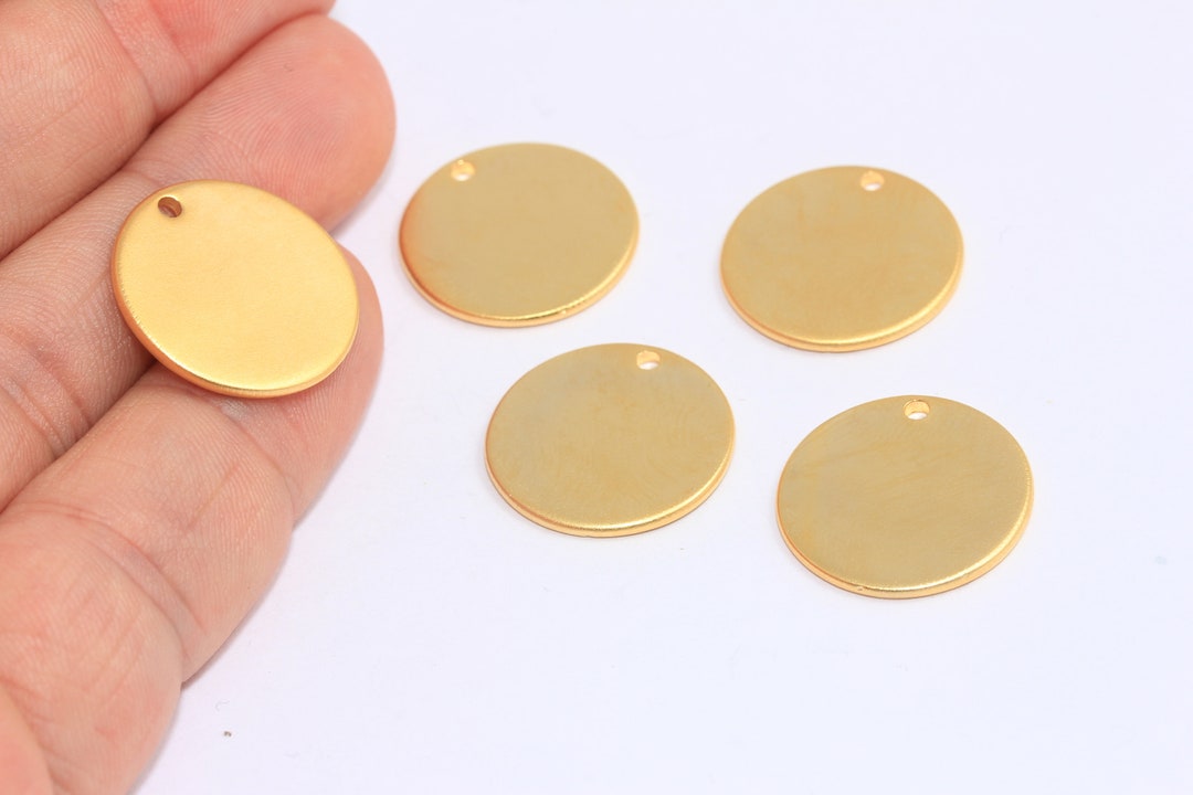 20mm 24k Matt Gold Coins, Round Charms, Disc Charms, Personalized Disc ...