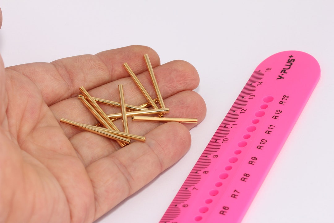 2x30mm 24k Shiny Gold Tubes, Tube Beads, Long Tube Beads, Round Tubes ...