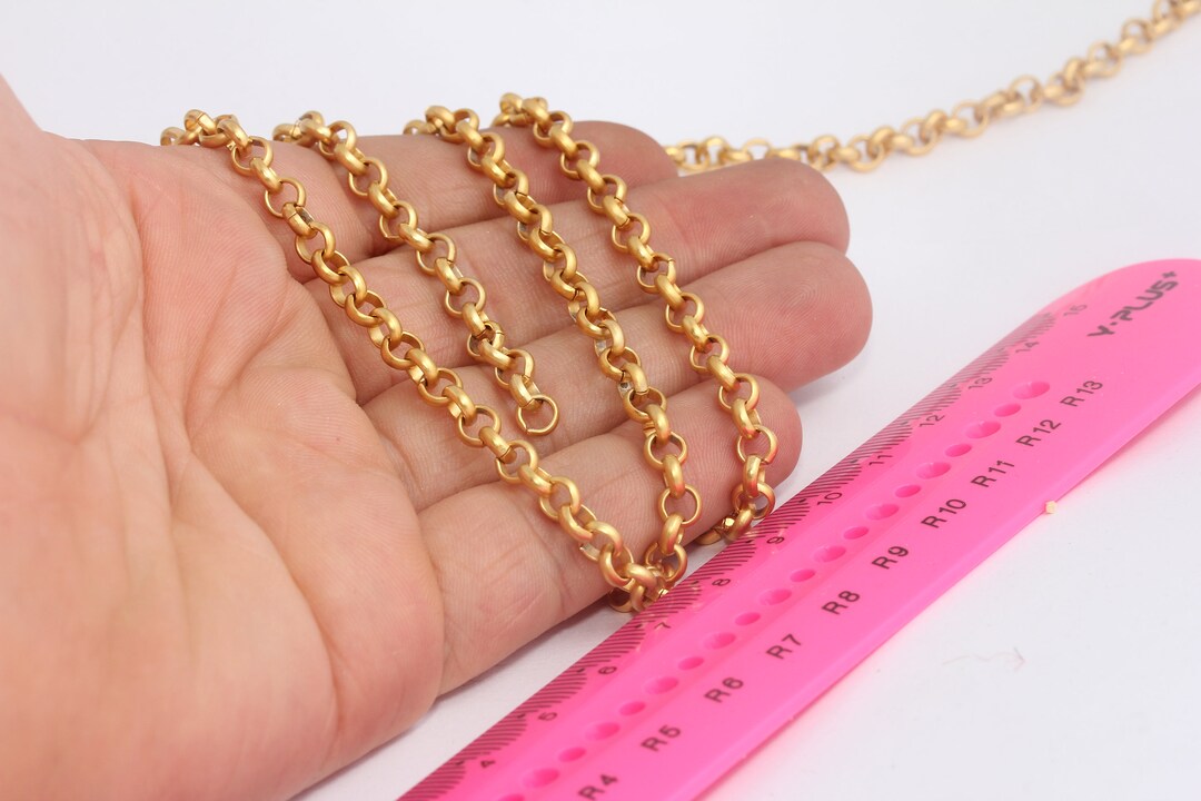5,5mm 24k Matt Gold Rolo Chain, Soldered Chain, Soldered Chain, Gold ...