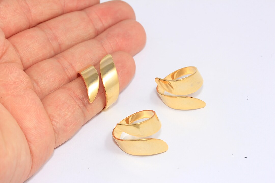 19-20mm 24k Shiny Gold Wrap Rings, Wrap Around Rings, Wrap Flat Band ...