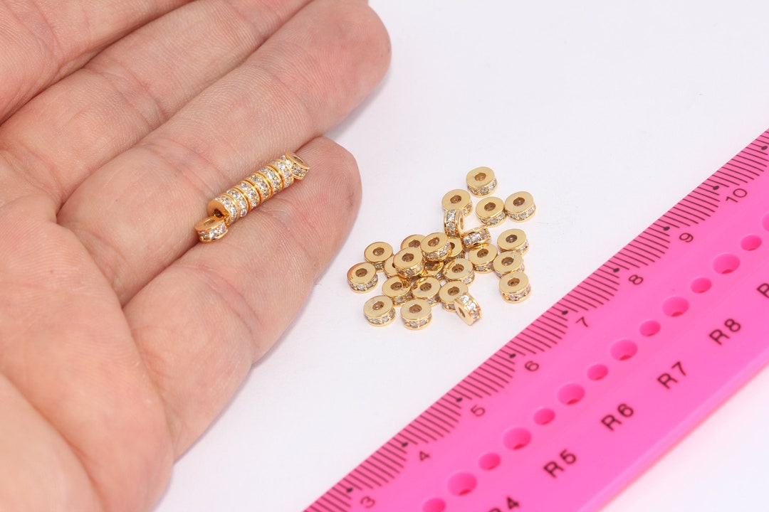 4,5mm Micro Pave Rondelle, Spacer Cz Rondelle, Cz Rondelle Beads, Cz ...