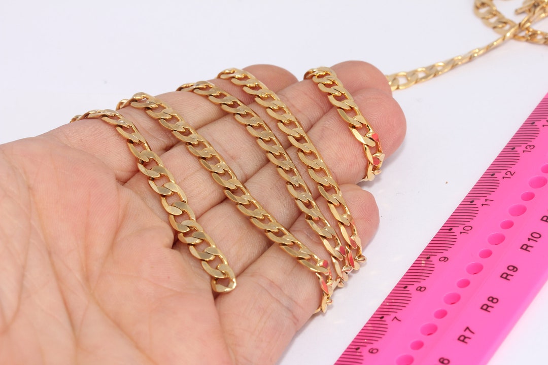 6x9mm 24k Shiny Gold Faceted Chain, Strong Curb Chain, Bulk Chains ...