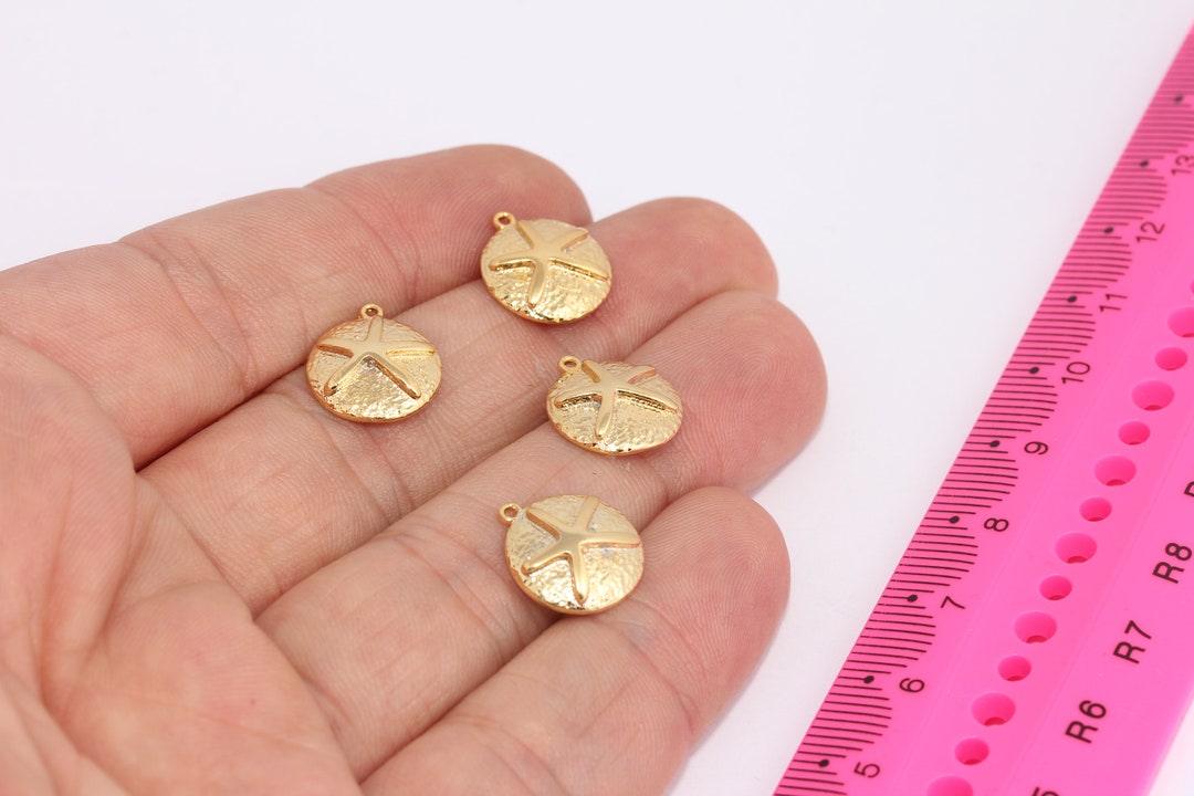 12x14mm 24k Shiny Gold Starfish, Starfish Charms, Sea Star Medallion ...