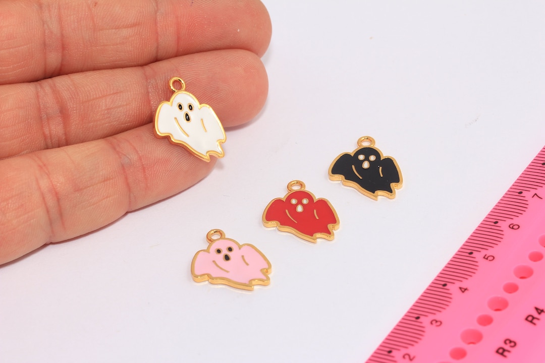 15x16mm 24k Shiny Gold Ghost Charms, Enamel Ghost Charms, Cute Ghost ...