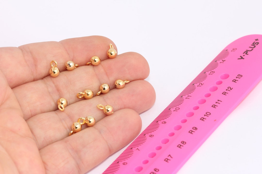 5x8mm 24k Shiny Gold Ball Charms, Ball Pendant, Mini Round Ball Charms ...