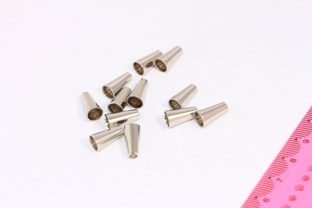 Rhodium Plated End Cap, Silver Cone Cap, Long End Cap, Tassel End Cap ...