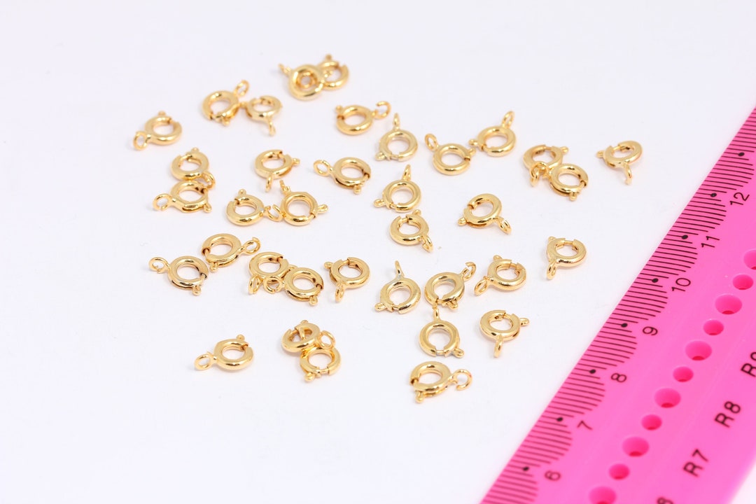 24k Shiny Gold Plated Gold Spring Clasp, Round Clasp, Ring Clasps ...