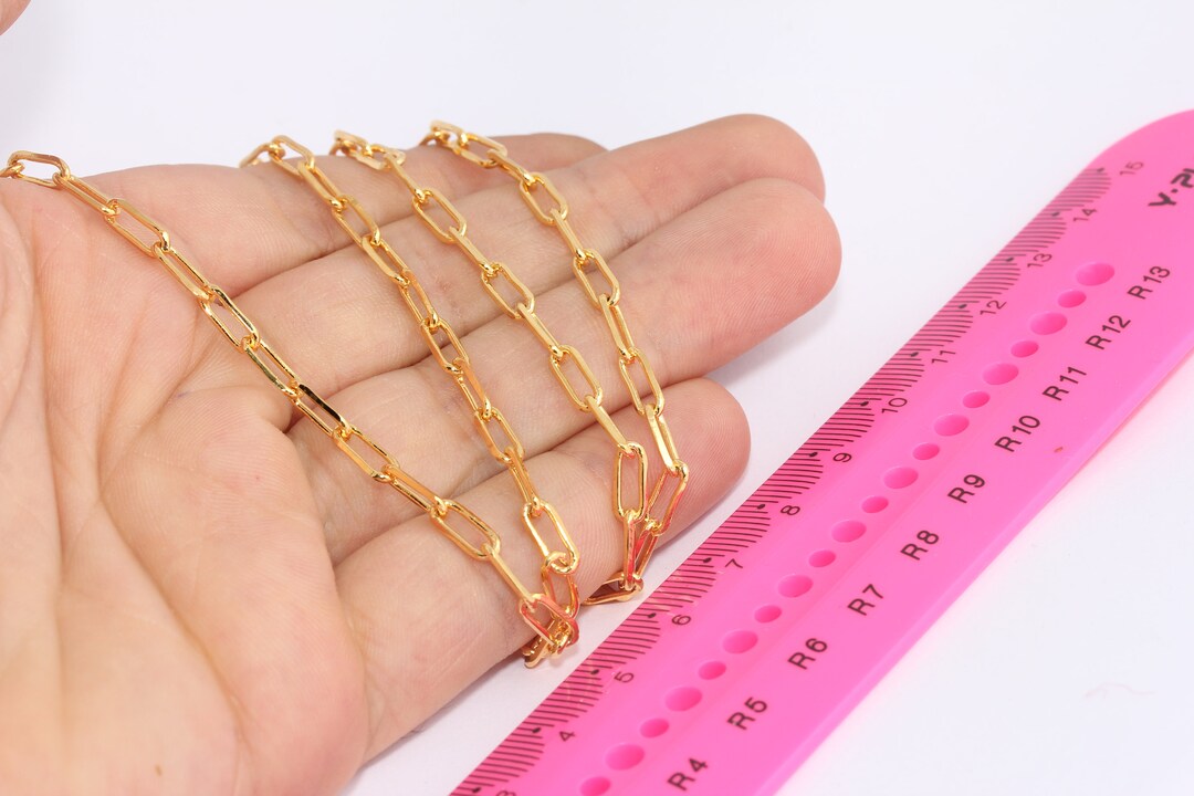 3,5x10mm 24k Shiny Gold Link Chain, Gold Bar Chain, Gold Cable Chain ...