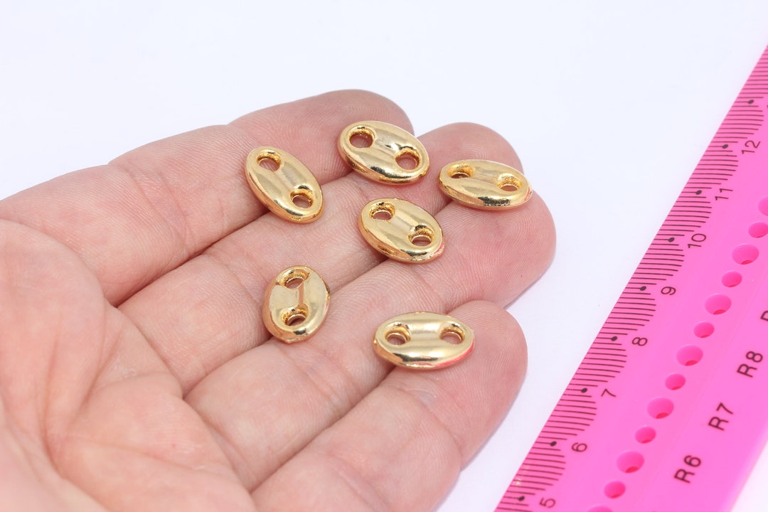 Shiny Gold Plated Button Charms, Button Connector Charms, Bracelet ...