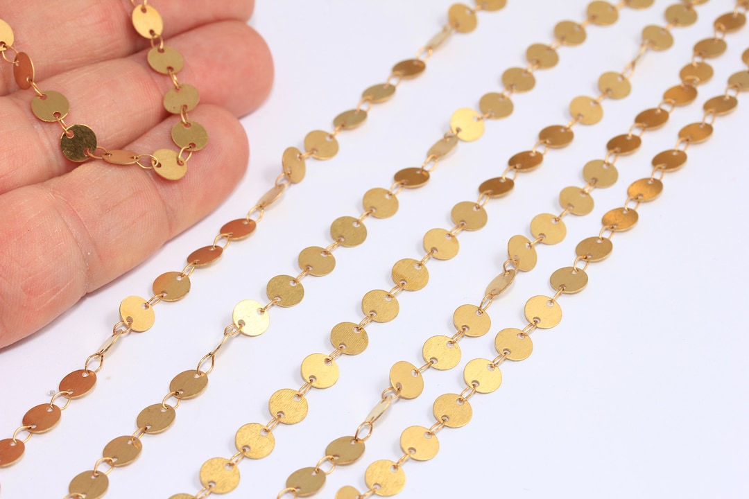 6mm Raw Brass Coin Chain, Disc Coin Chains, Brass Disk Chains, Bulk Lot ...