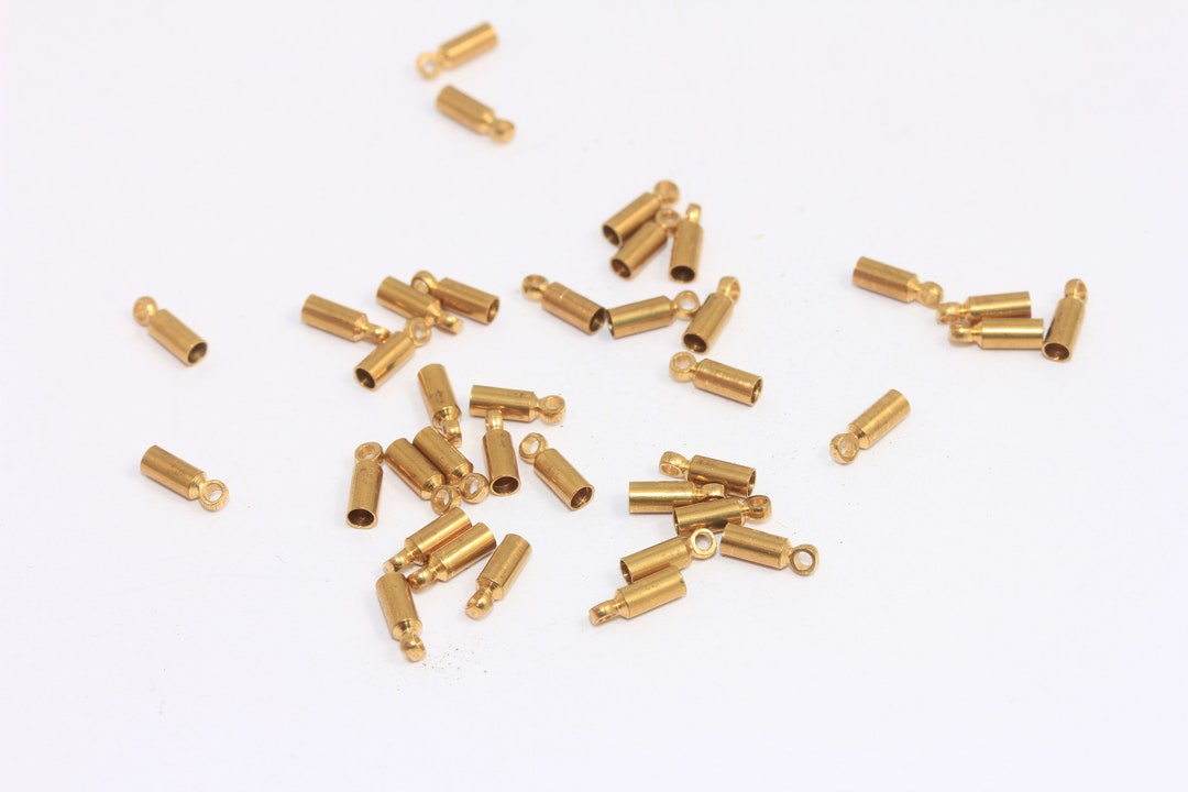 Raw Brass End Caps, Solid Brass End Caps, Bead Caps, Inner Size 2mm, Solid Tube End Caps, Cord ...