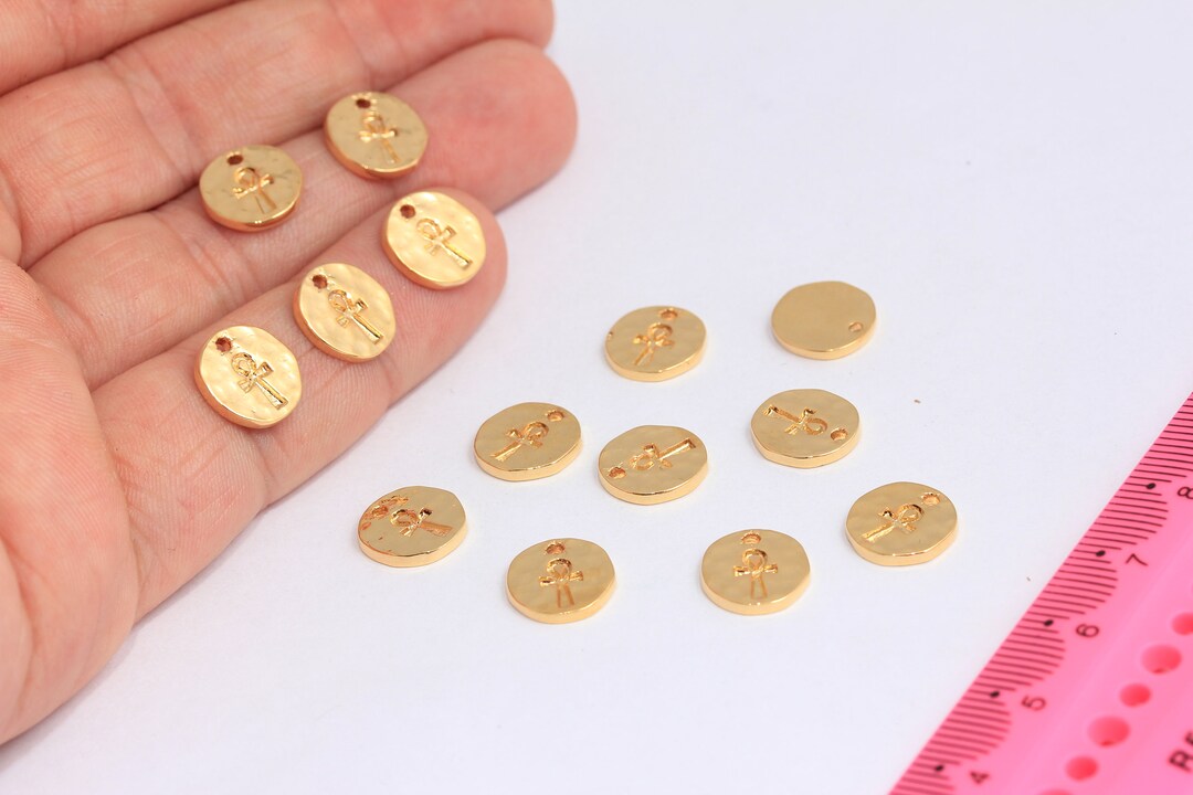 11mm 24k Shiny Gold Egypt Key Charms, Ankh Symbol Pendant, Egypt Key ...