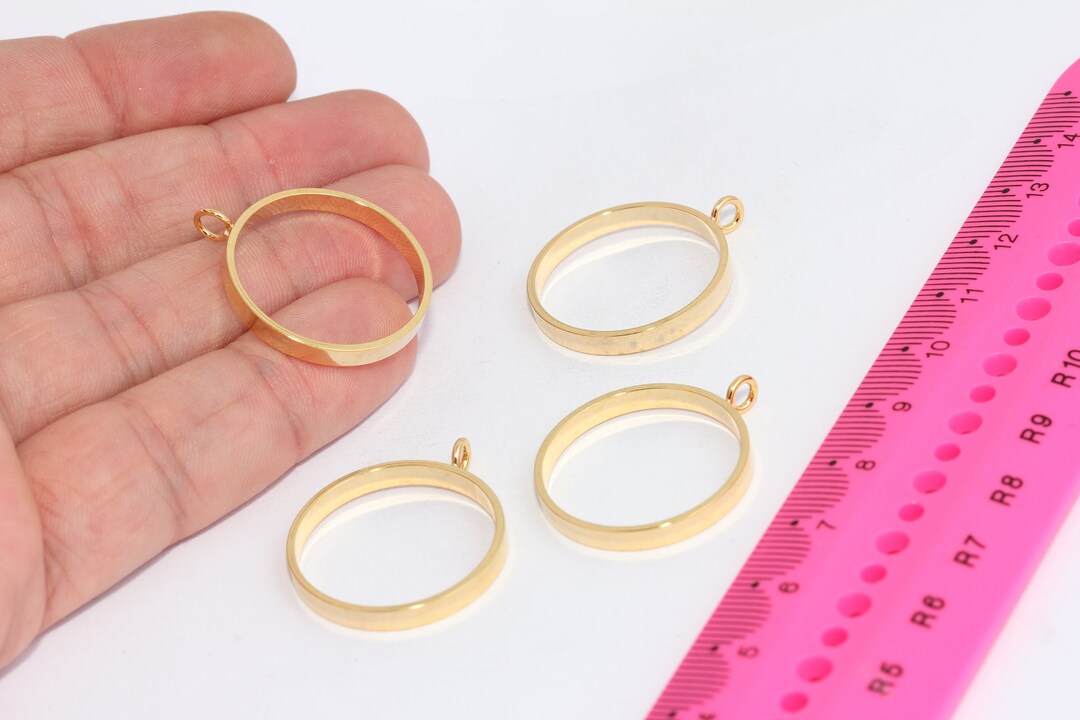 100 Pcs 24k Shiny Gold Plated Frame Pendant, Open Back Bezel Settings ...