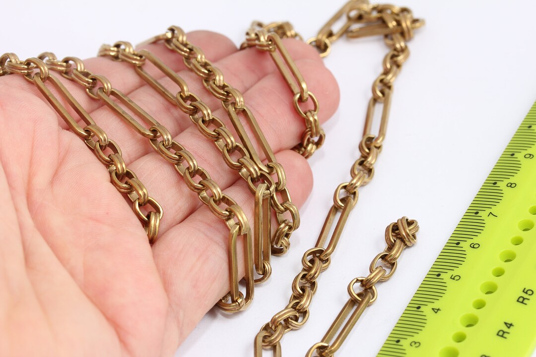6x20mm Raw Brass Link Chain, Handmade Chain, Thick Cable Chain, Chunky ...