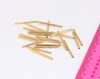 5 Pcs 3x30mm 24k Shiny Gold Plated Tube Beads ,straight Tube, Gold ...