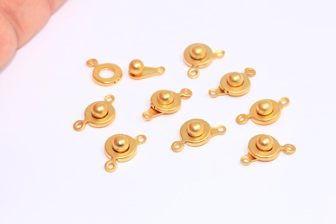 9,5mm Matt Gold Plated Snap Clasp, Ball Socket Clasps, Round Button ...