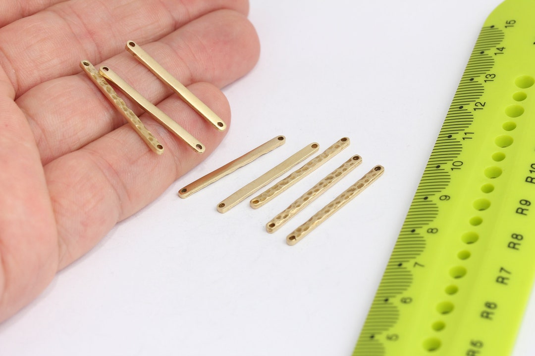 Raw Brass Hammered Bars, Two Hole Bars, Long Bar Necklace, Necklace Bar ...