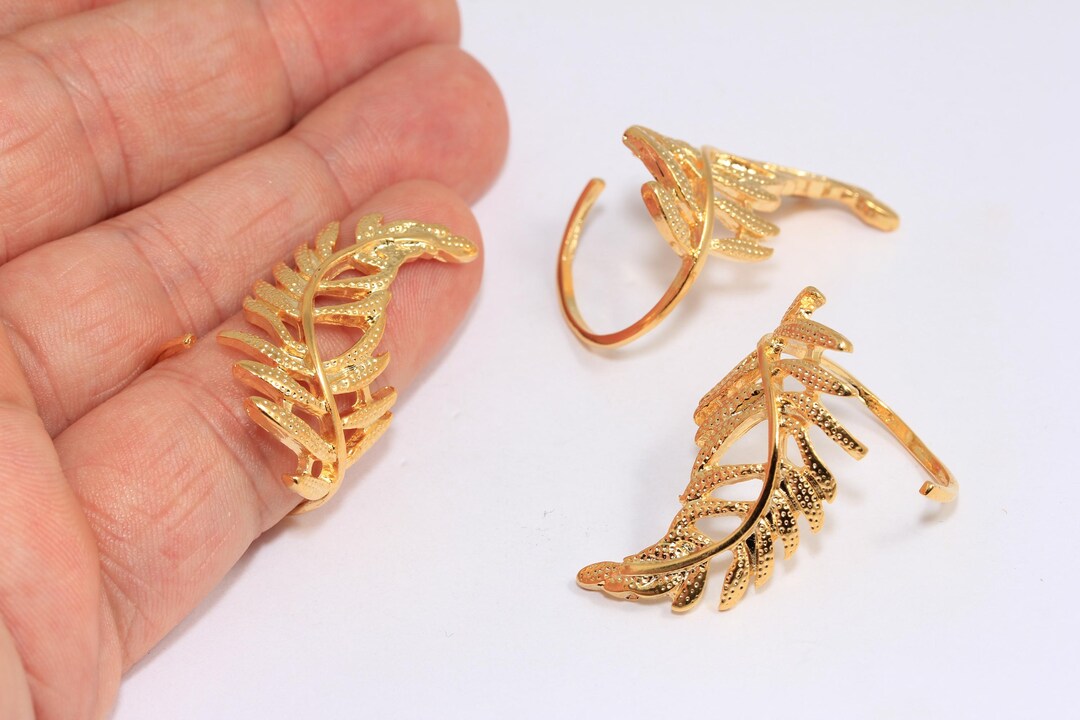 1-20mm 24k Shiny Gold Leaf Rings, Wrapping Leaf Ring, Wrap Around Statement Rings, Adjustable ...