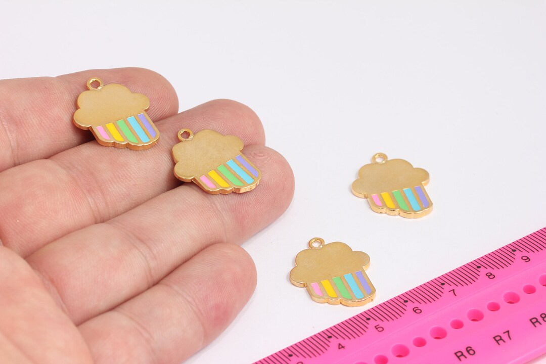 19x22mm 24k Shiny Gold Cloud Charms, Cloudy Rain Necklace, Dainty ...