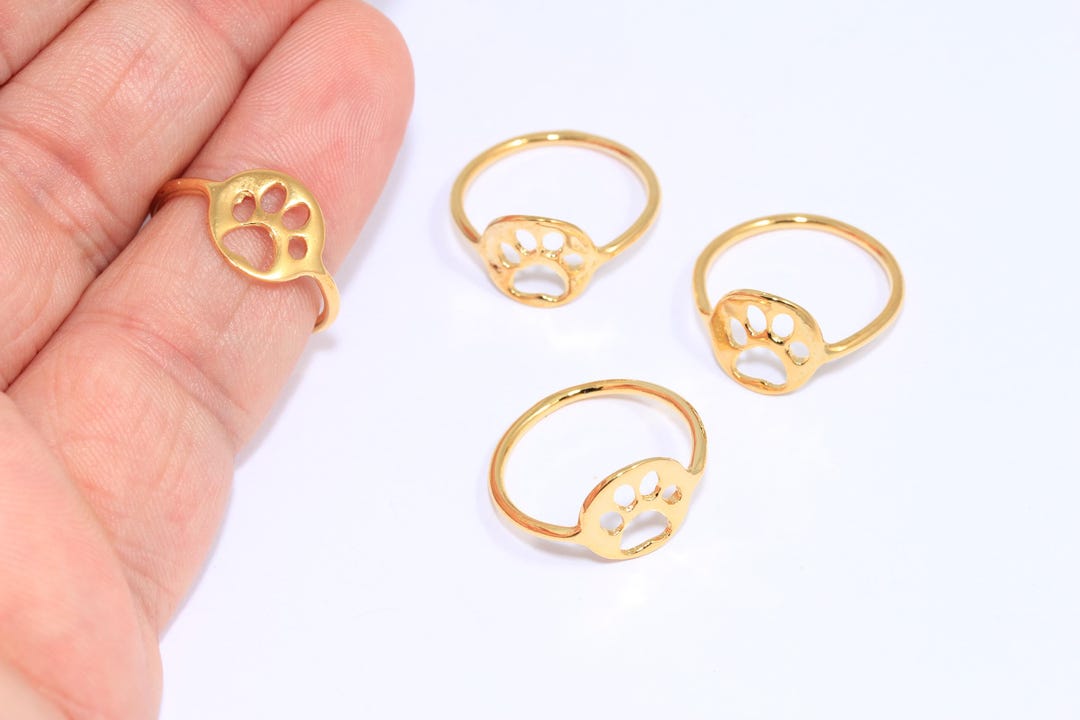 17mm 24k Shiny Gold Cat Paw Rings, Gold Paw Ring, Coin Cat Paw Rings ...