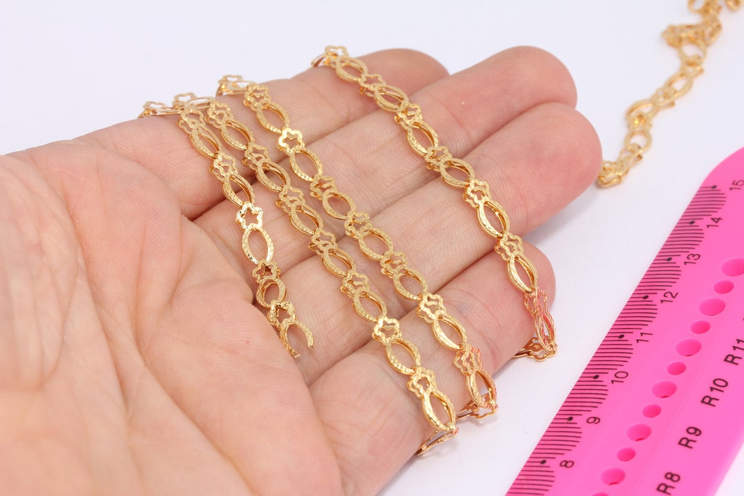 5x12mm 24k Shiny Gold Chain, Handmade Chain, Oval Bar Chain, Chunky ...